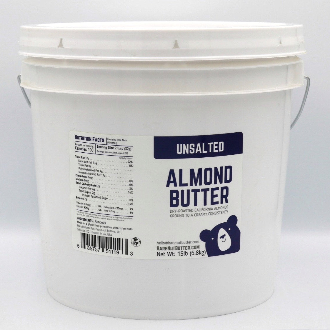 Bulk NATURAL Almond Butter • Starting $6.89/lb • 15 lb Pail – BARE NUT ...